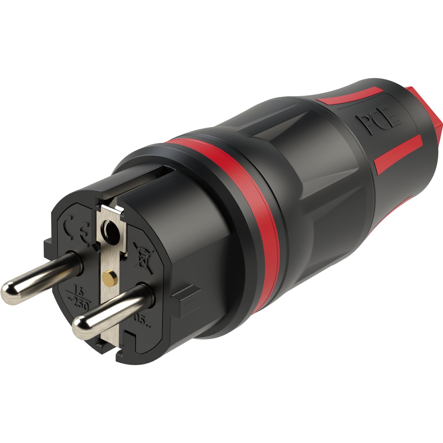 PCE Schutzkontaktstecker 2SL TOPTAURUS2 Gummi 2-polig IP54 schwarz/rot ...