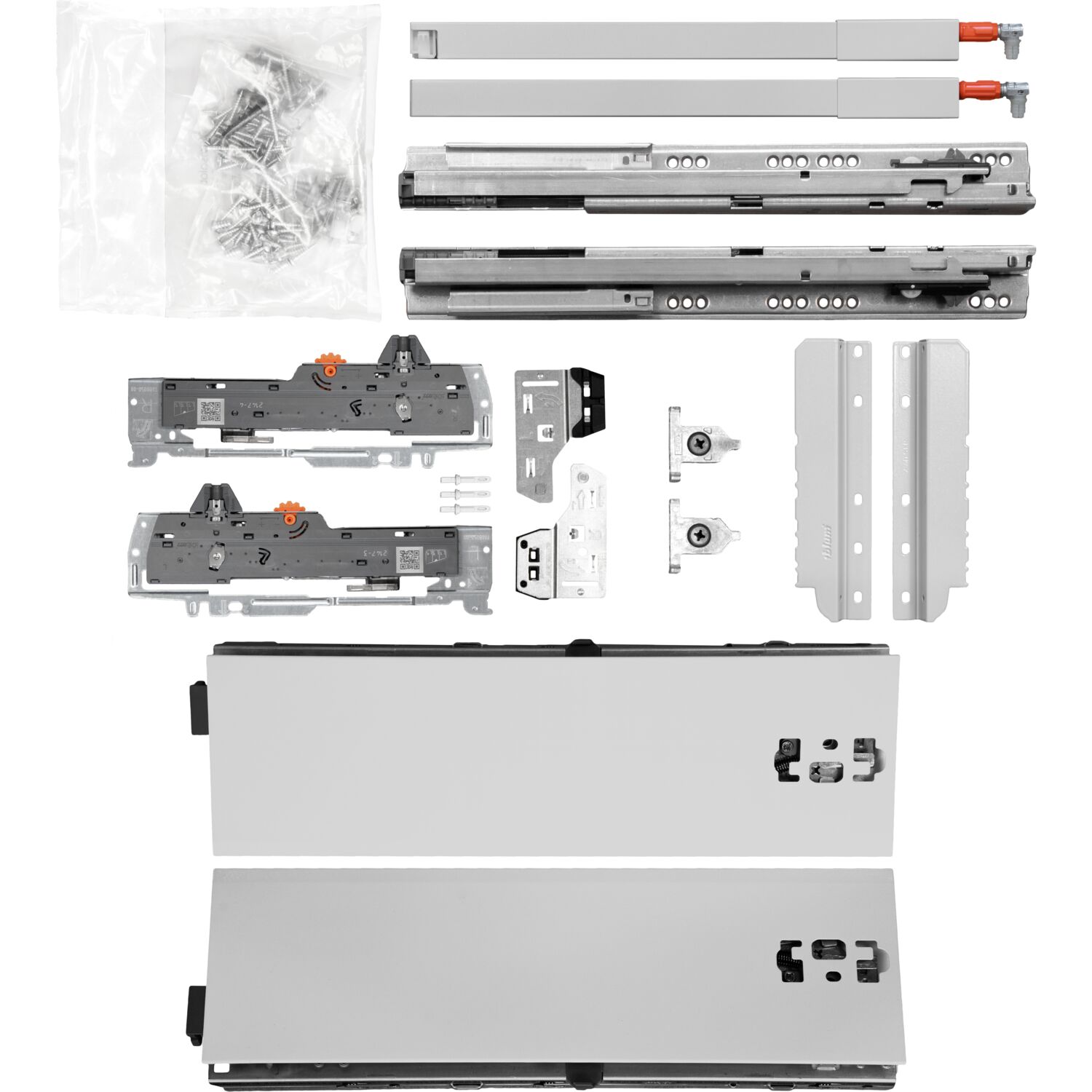 vasalat BLUM Tandembox Set Modell K mit Reling D KB bis 600mm - grau - vasalat