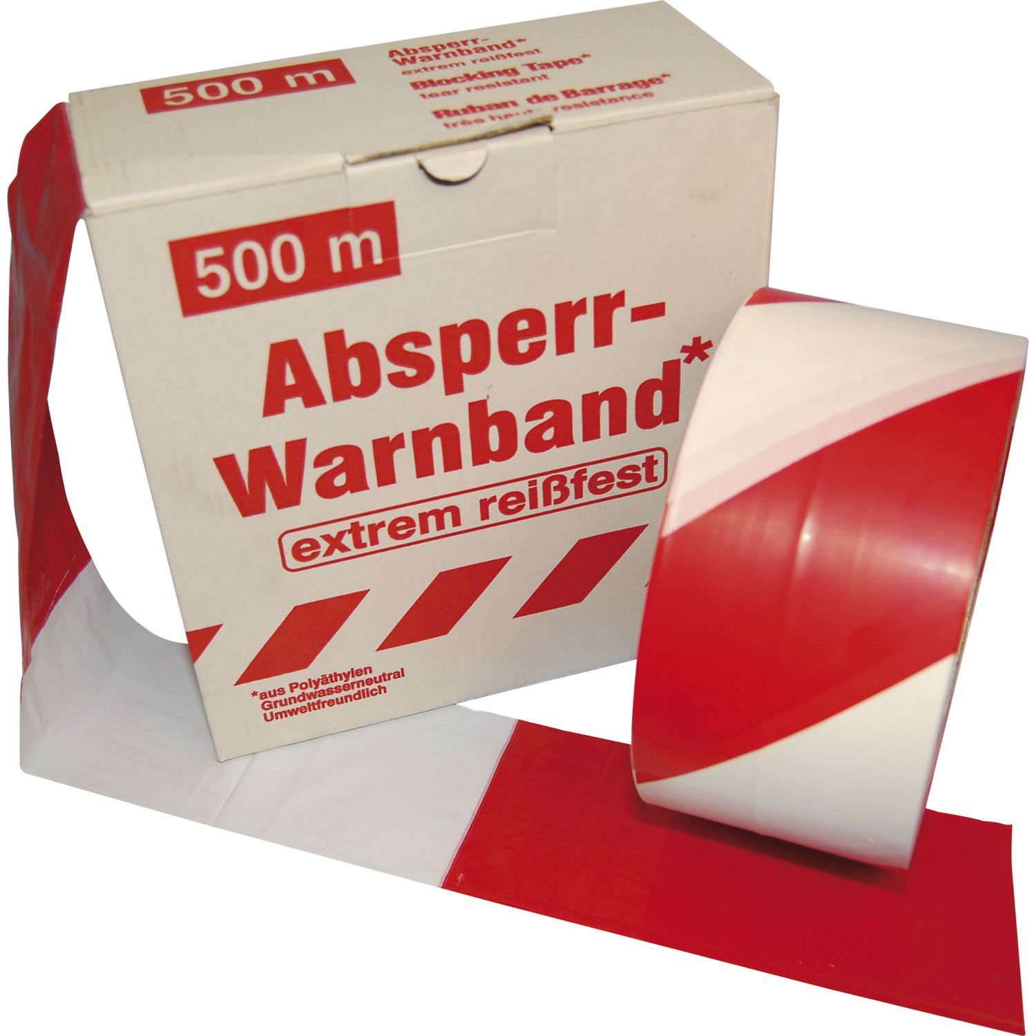 FOLTEC Warnband / Absperrband 80mm x 500m Rot und Weiß - extrem ...