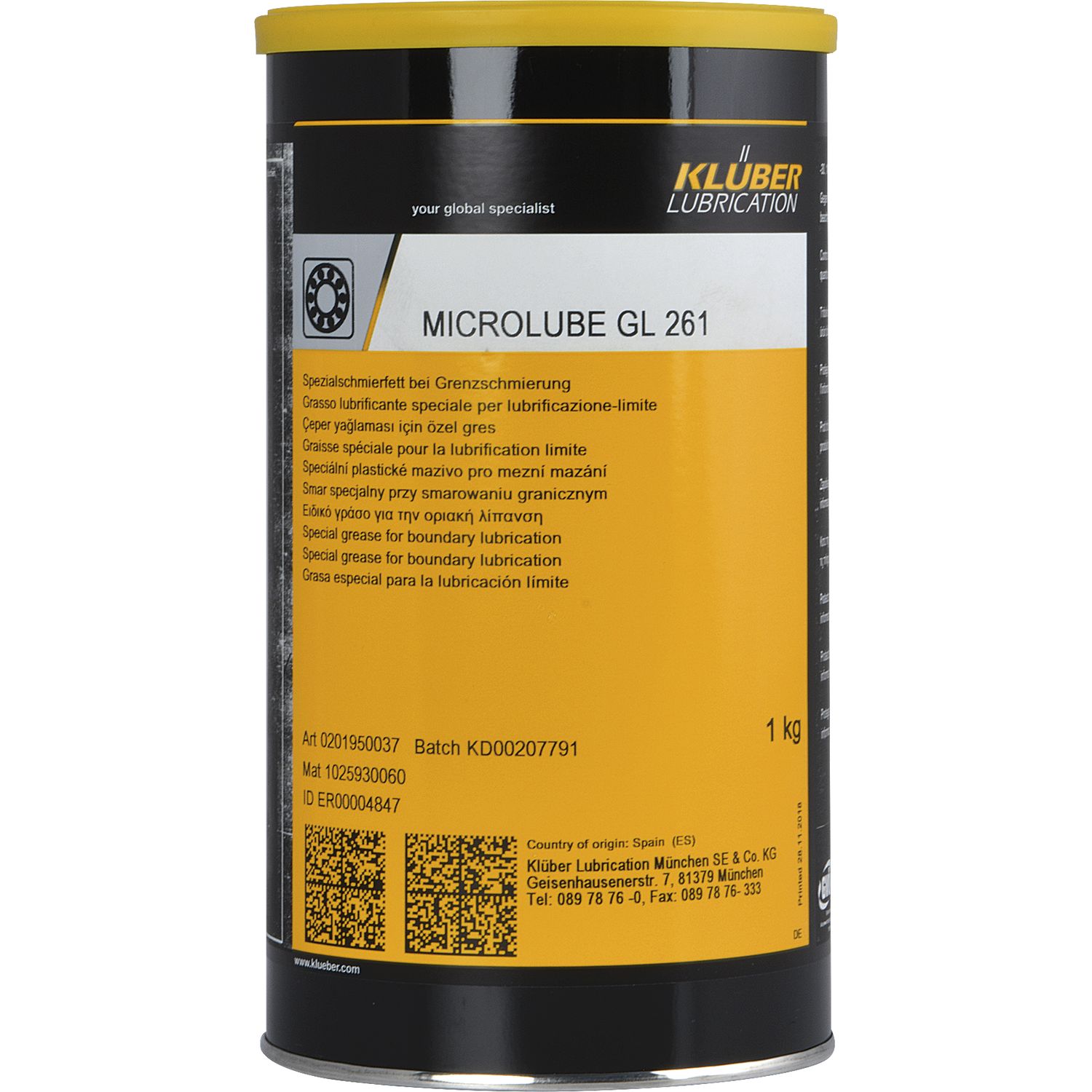 KLÜBER Schmierfett GL261 1kg - vasalat