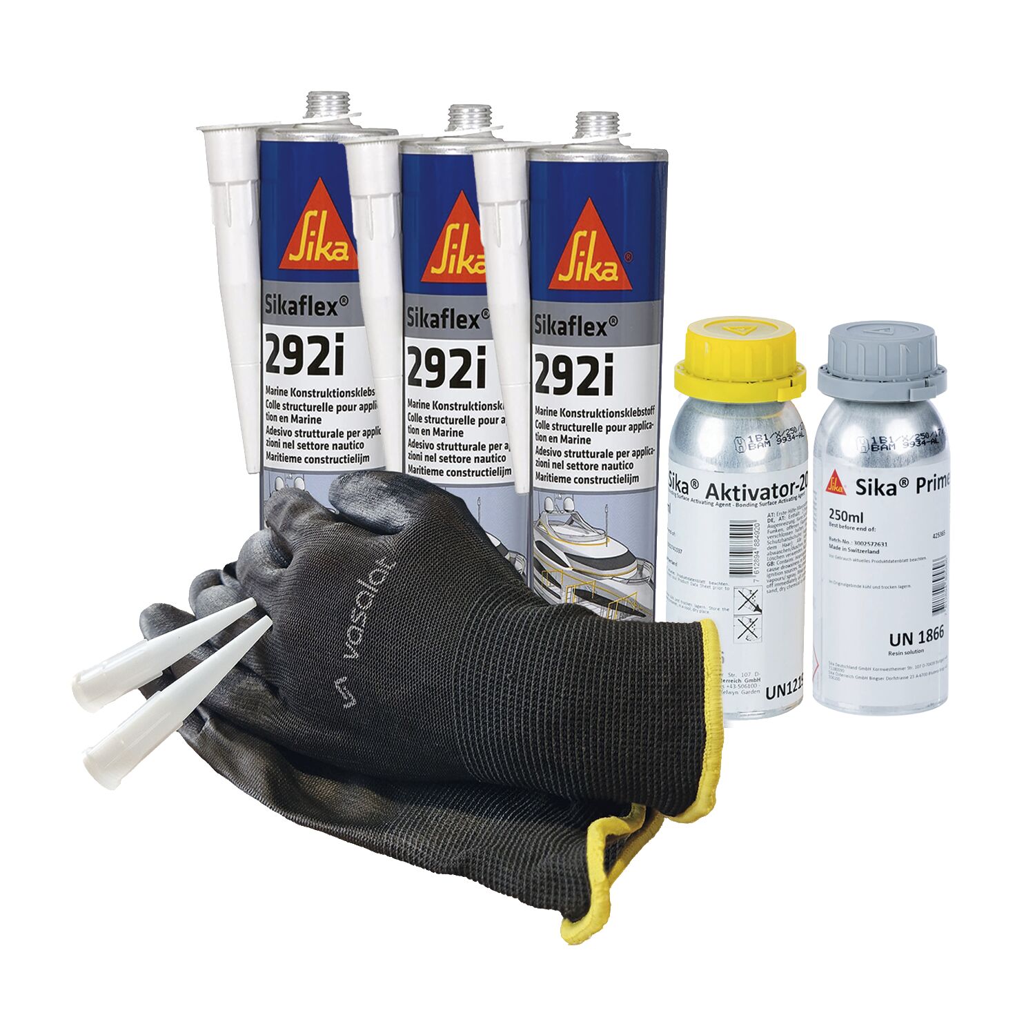 Sikaflex 292i weiss mit Aktivator & Primer für Buntmetall Verklebung ...