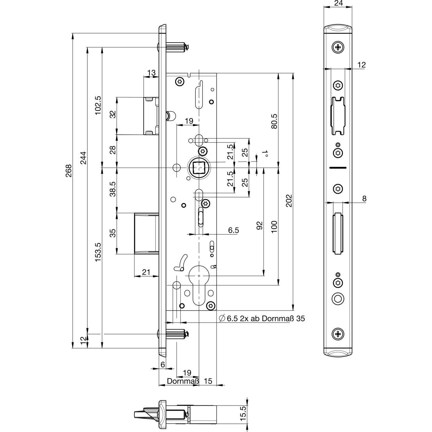 BKS Rohrrahmenschloss 1828 U-Stulp Dorn 35 - vasalat