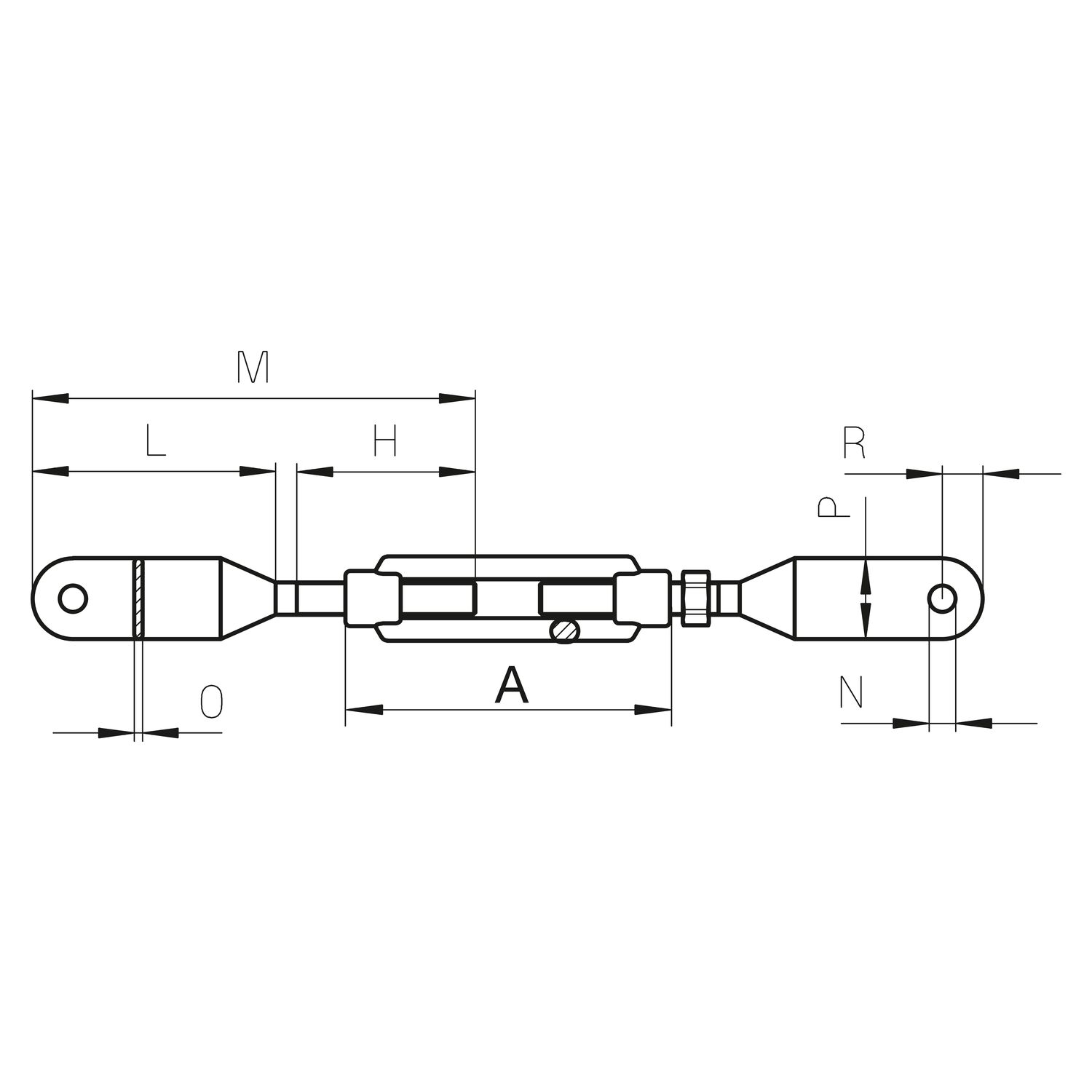 Spannschloss ähnl. DIN 1480 mit Blattschraube - Stahl verzinkt-blau - vasalat