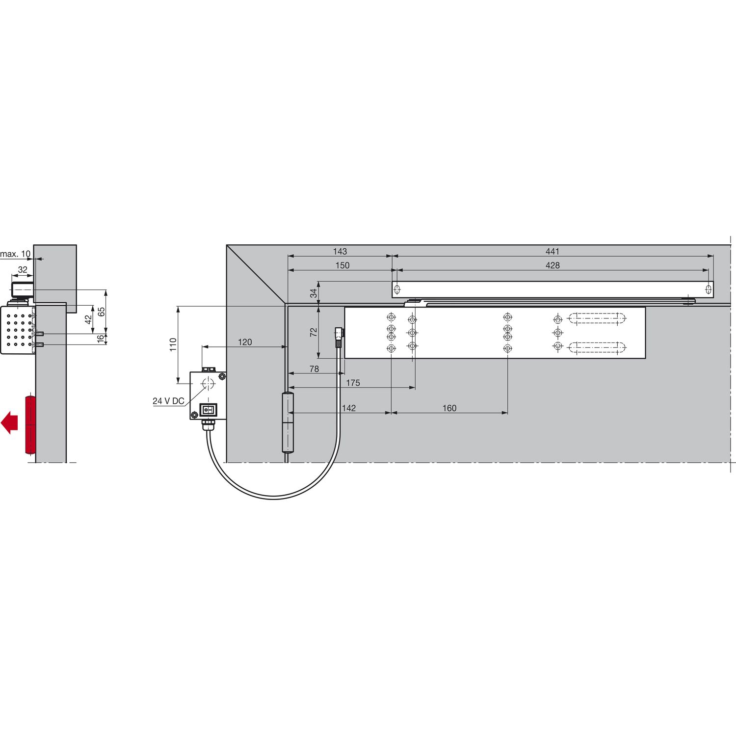 Dormakaba TS99FL Türschließer für Flügelbreiten bis 1250 mm inkl. Gleitschiene - vasalat