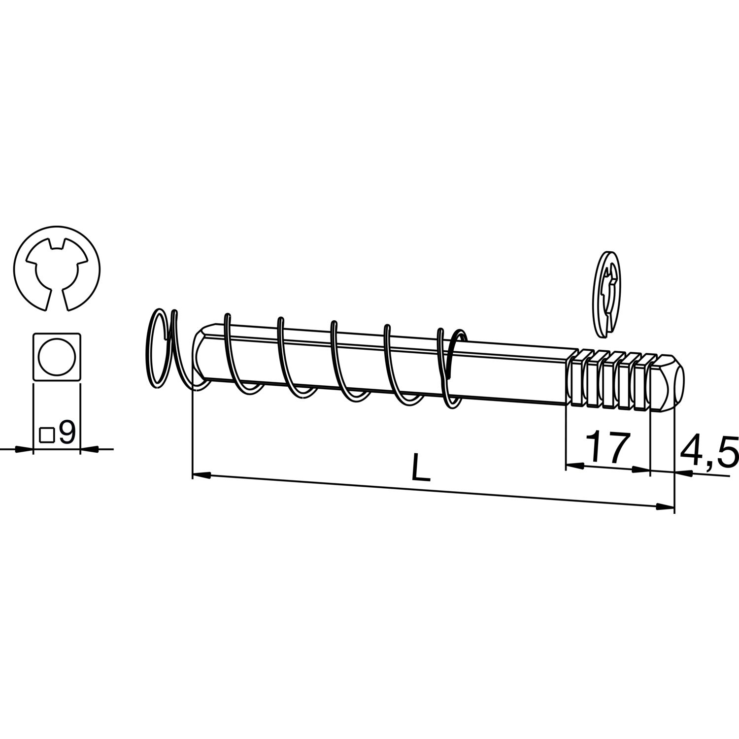 ECO Stift mit Nut, einseitig,für ECO Stangengriff ohne Gegenbeschlag ...