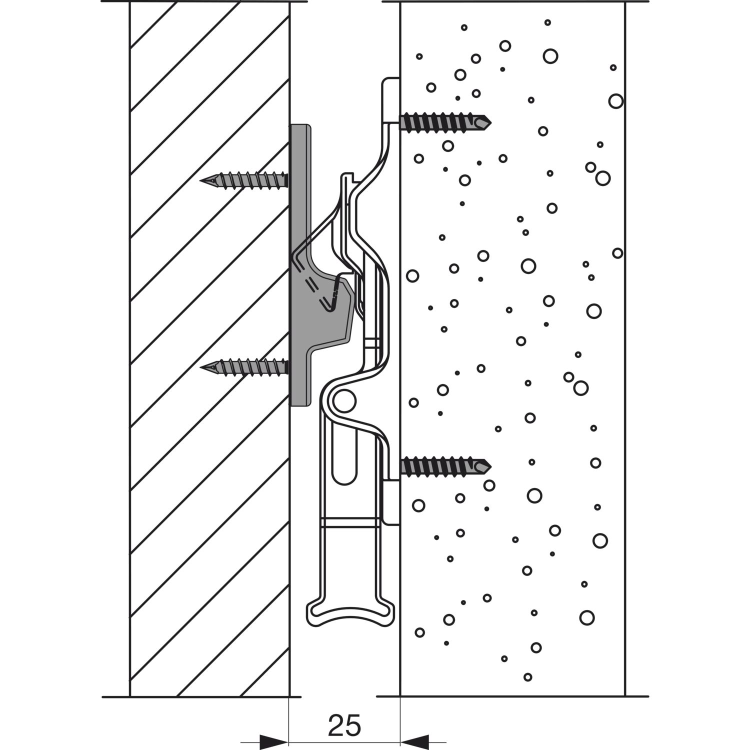 MACO RUSTICO Türladenhalter für Holzmontage, Mauerabstand 25 mm, schwarz - vasalat
