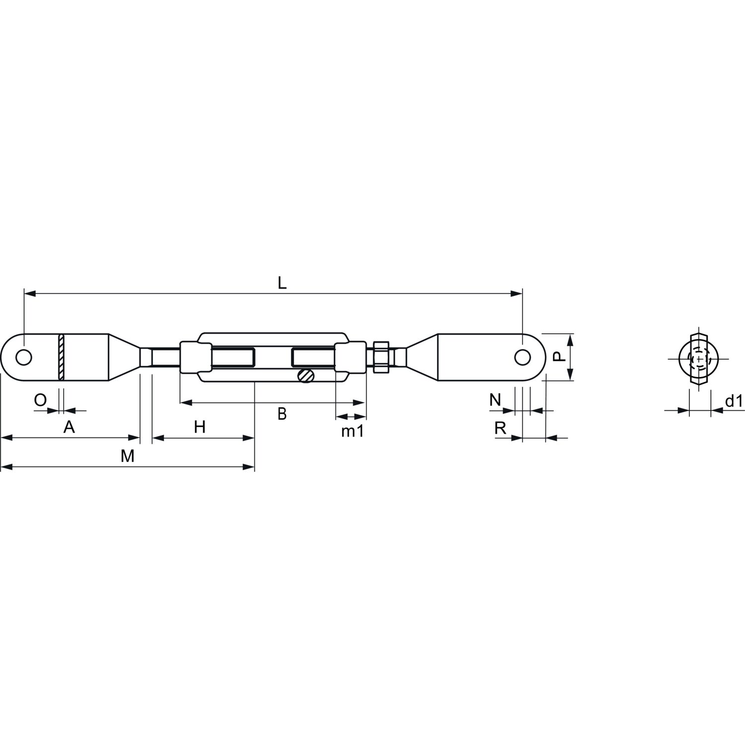 Spannschloss ähnl. DIN 1480 mit Blattschraube - Stahl verzinkt-blau - vasalat